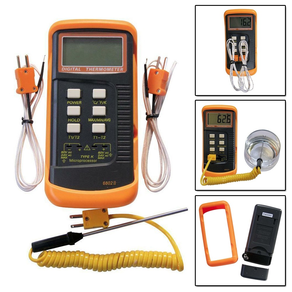 [HOT] Dual Channel K Type Digital Thermocouple Thermometer 6802 II, 2 ...