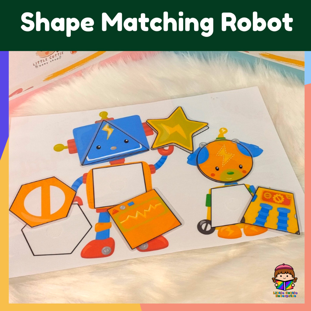 Buku Aktiviti Belajar Bentuk Robot Belajar Shape Matching Montessori ...