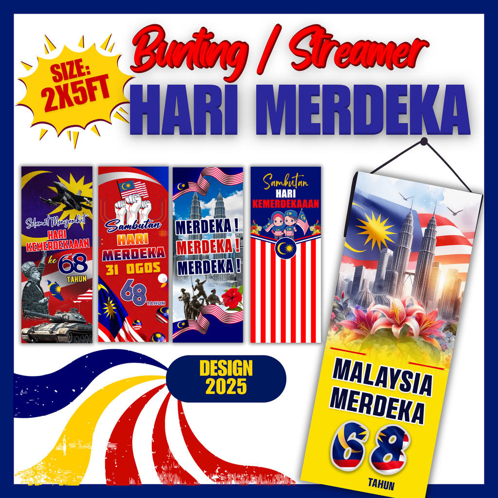 Bunting streamer Malaysia Merdeka banner sepanduk sambutan Merdeka hari ...