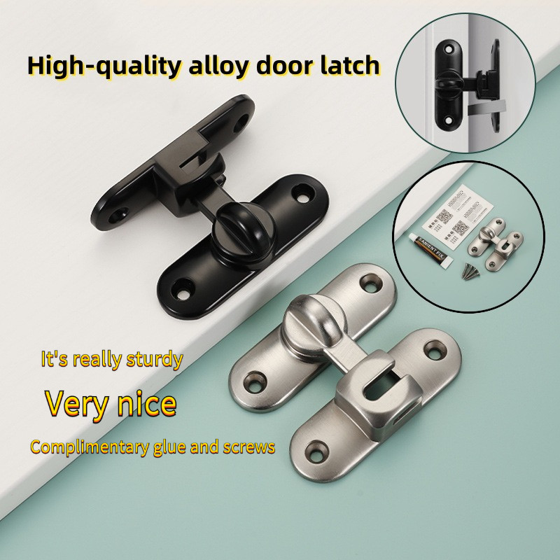No drill Door Bolt 90/180 Degree Toilet Door Lock Thickened Sliding ...