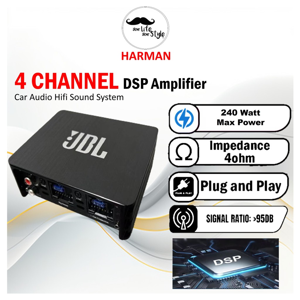 DSP PLUG & PLAY ANDROID PLAYER 4CH DSP Power Amplifier Power Boost Amp Of All Android player JBL ...