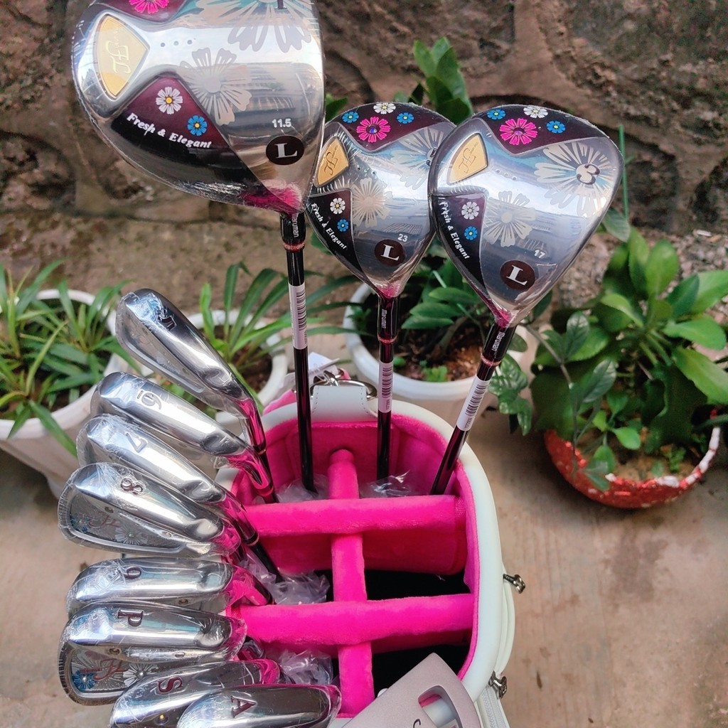 Maruman FL Golf Beginner Ladies Set Crystal Rod Head Golf Carbon Club ...