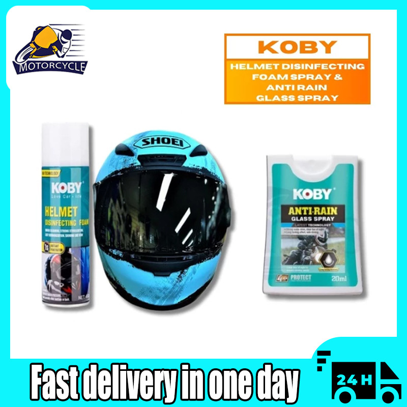 Koby Helmet 450ml Disinfecting Foam Spray and 20ml Anti Rain Glass ...
