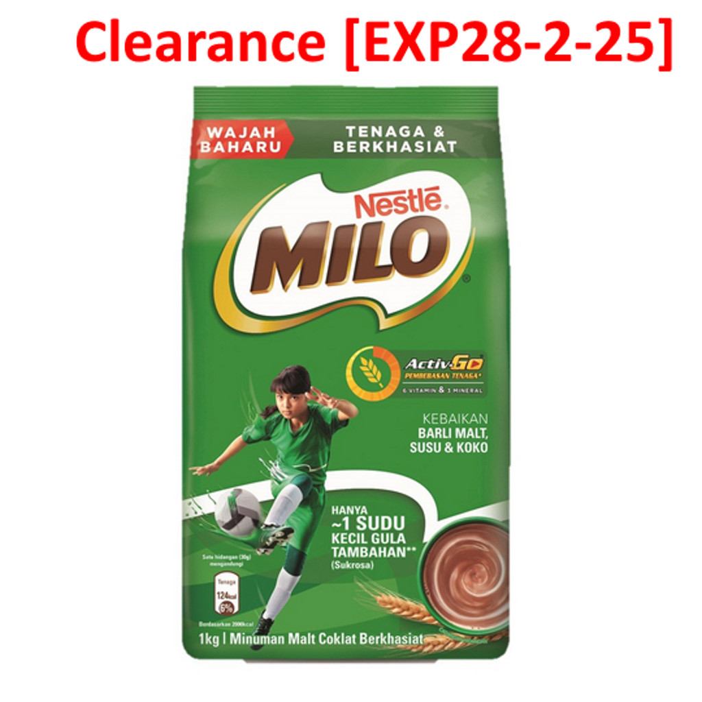 Clearance [EXP28-2-25] Original Nestle Milo 1 kg 1kg Malt Chocolate Activ Go Mi lo 200g 400g 1.5 ...
