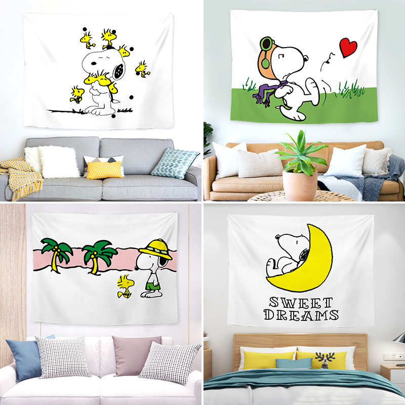 Cartoon animation background cloth ins tapestry snoopy tapestry ...