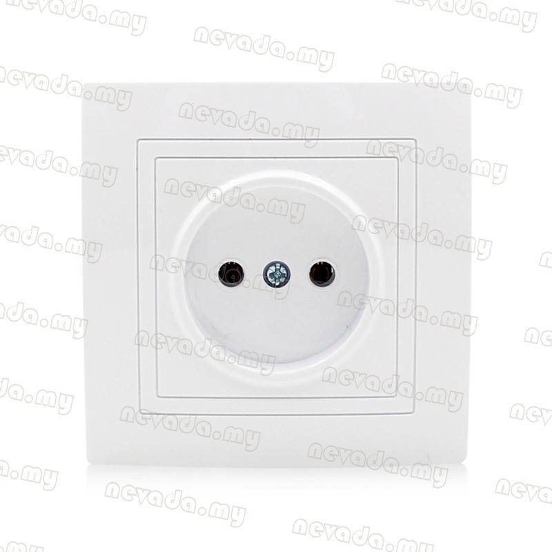 Nevʚ ɞ European 2 Pins Power Socket Round Hole Wall White Panel Socket ...
