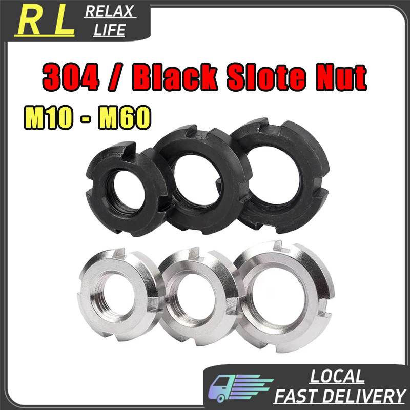 [RL] Round Nut M10-M60 SUS 304 Stainless Steel Black Carbon Nuts ...