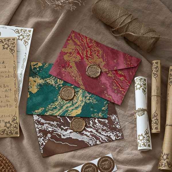 sampul duit raya 2025 Sampul surat timbul emas, set alat tulis, surat ...