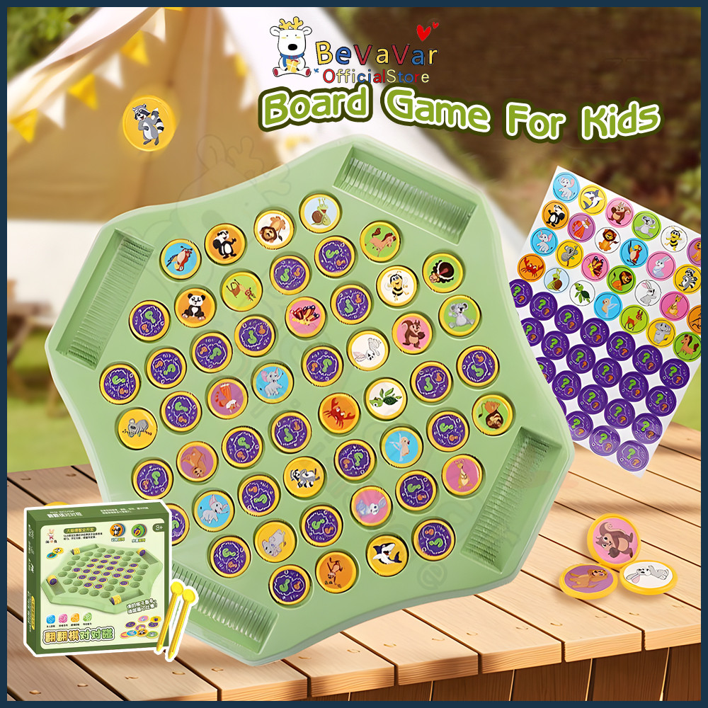 BEVAVAR Kids Flipping Chess Match Animal Fruit Board Games For Kids ...