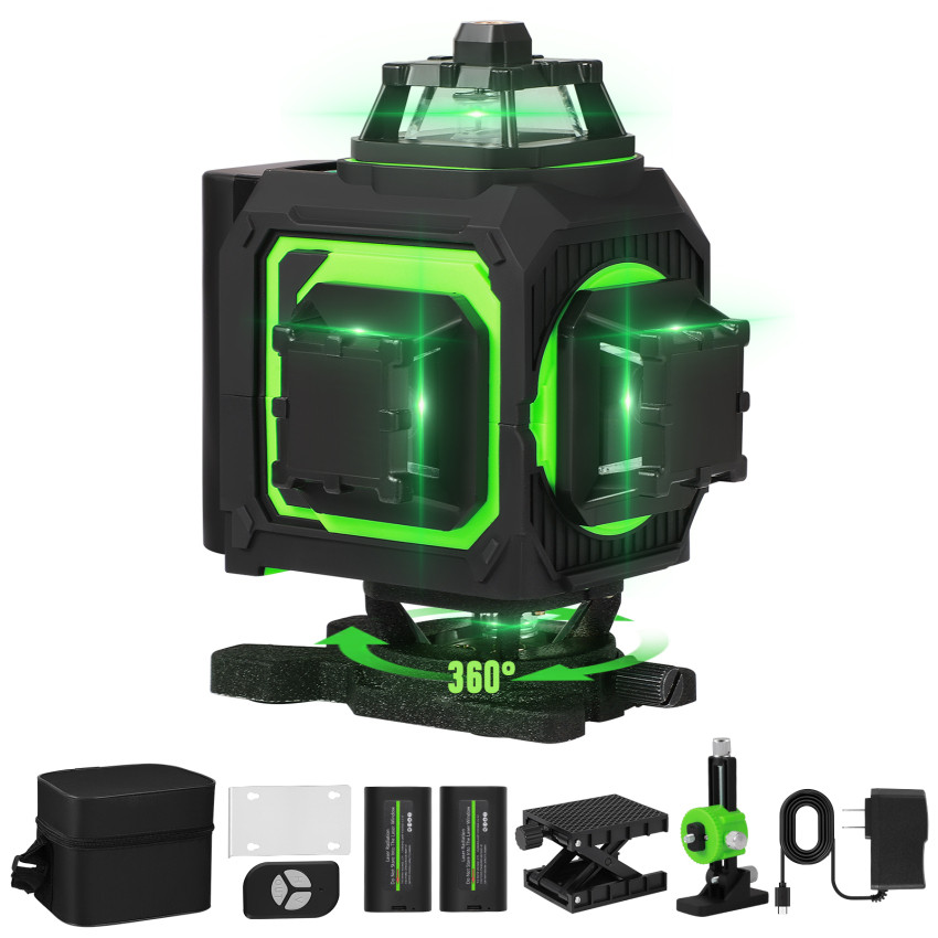 Mini 16 Line Laser Level with Rotatable Window, TYPE-C Charging, Rubber ...