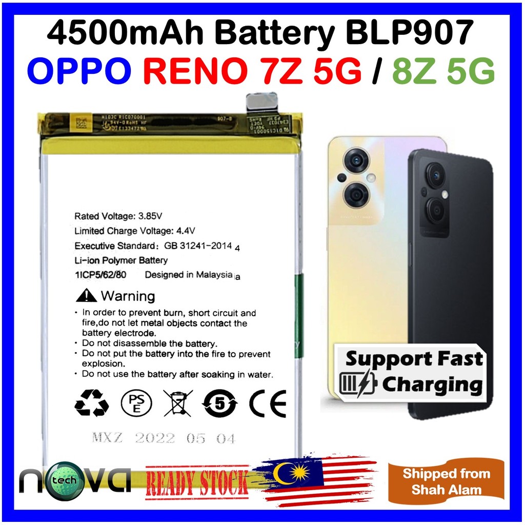Grade A+ 4500mAh Battery BLP907 Fit For OPPO RENO 7Z 5G CPH2343 / RENO ...