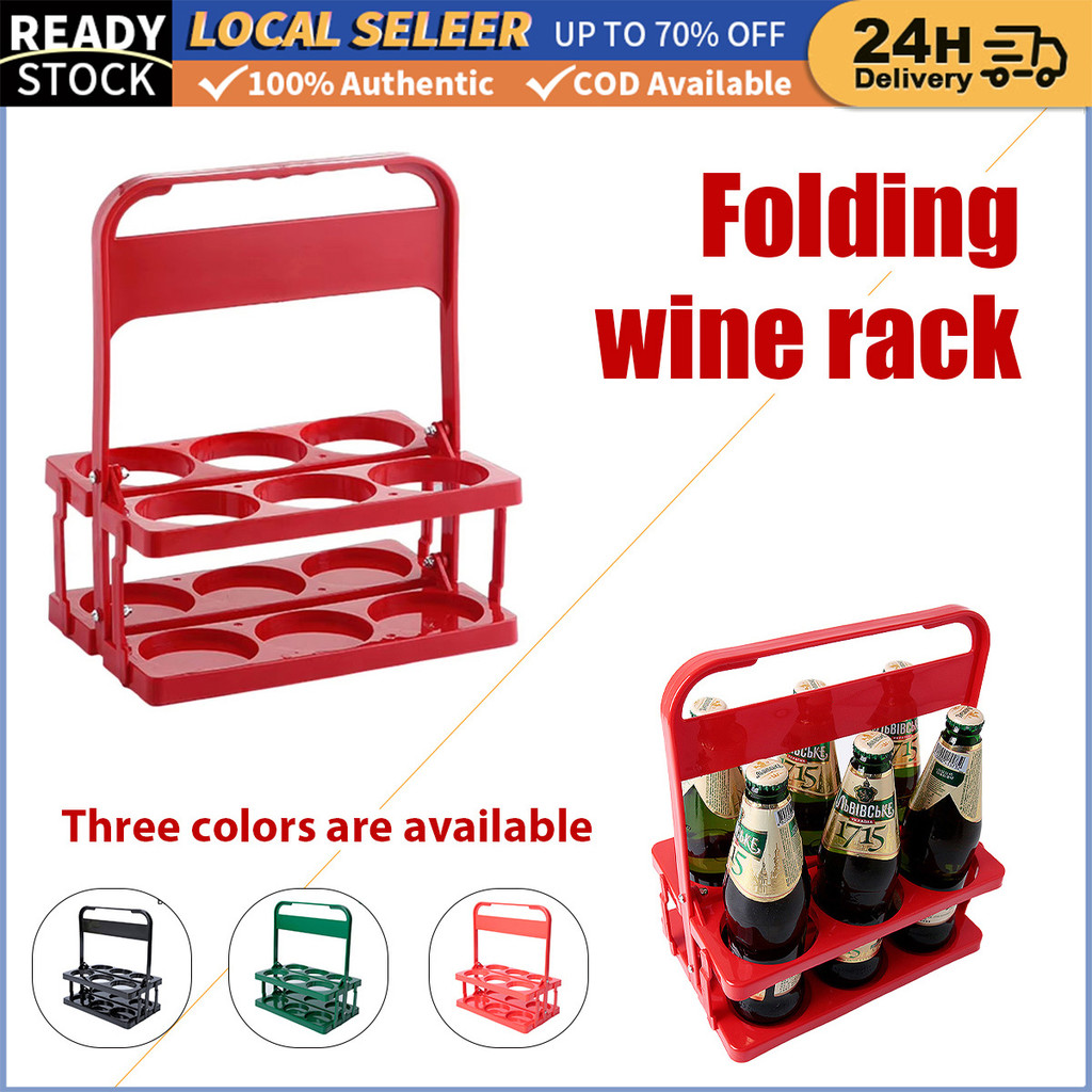 6 Grids Beer Basket PP Foldable Handheld Wine Rack Party Beer Basket ...