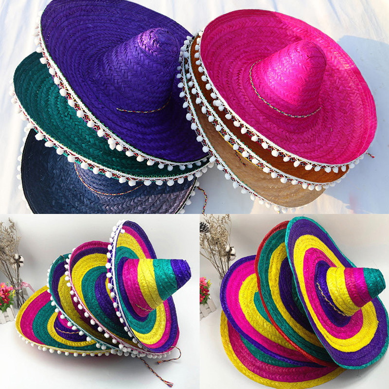 Carnival Sombrero Men Women Party Sun Hats Natural Straw Mexican Wide ...