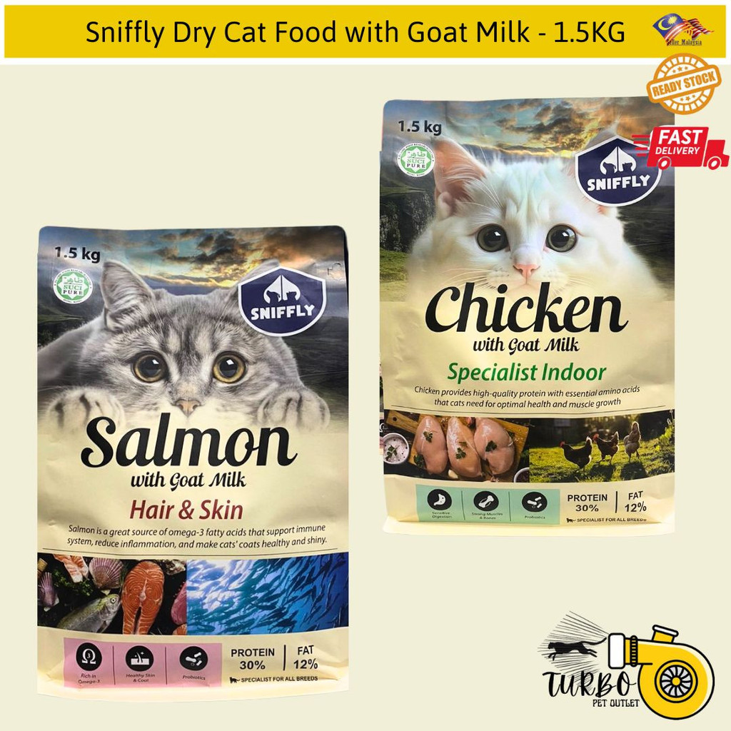 Sniffly Cat Dry Food with Goat Milk (Chicken Specialist Indoor /Salmon ...