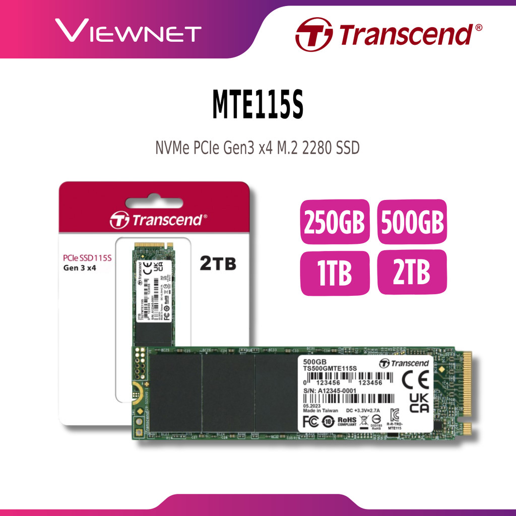 TRANSCEND MTE115S M.2 2280 INT SSD NVME PCI EXPRESS GEN 3 x4 INTERNAL SOLID STATE DRIVE WITH 3D ...