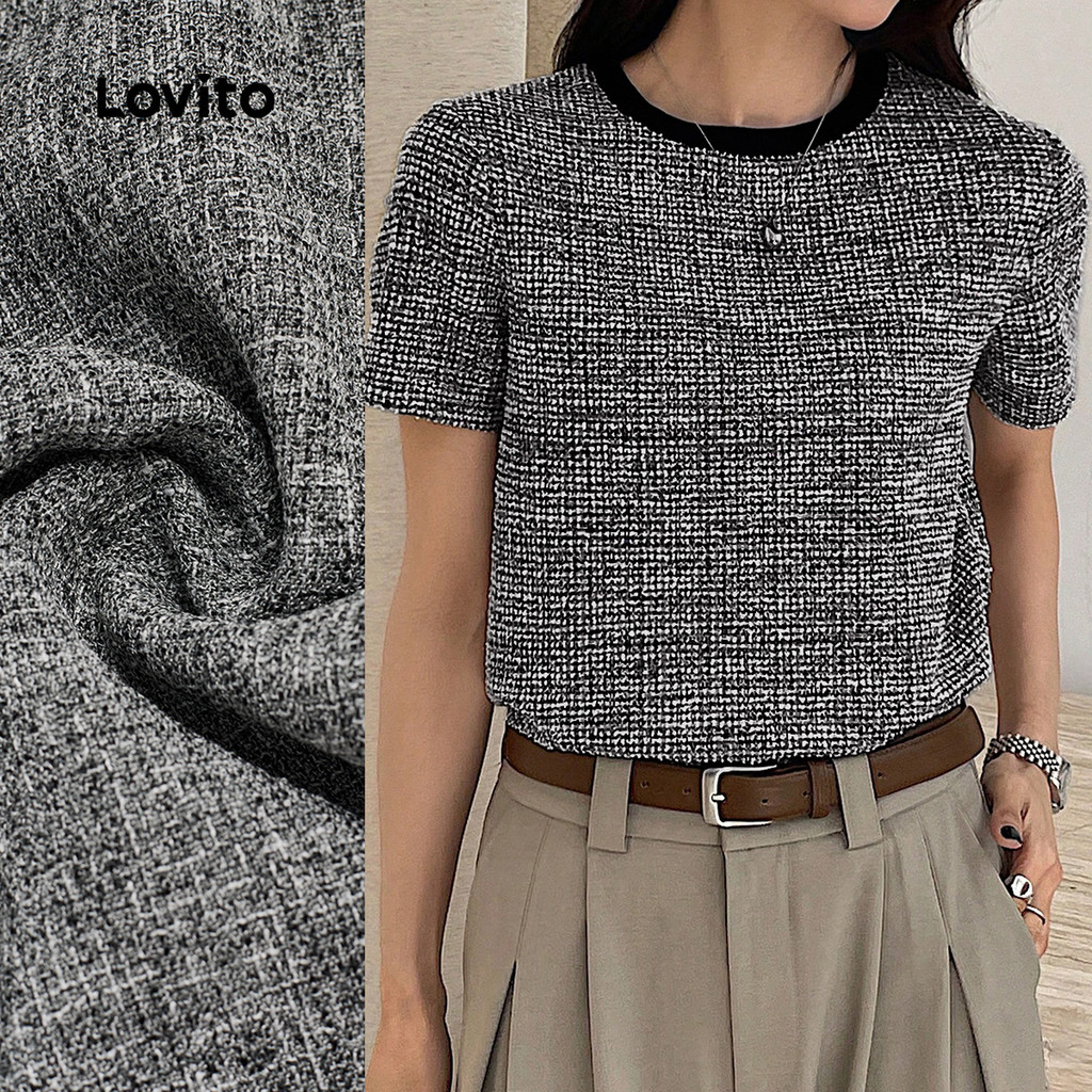 Lovito Casual Blouse Colorblock Contrast Binding Simple Spring/summer ...