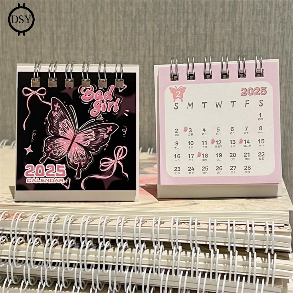 Standing Coil Cover Desk Calendar with Vibrant Color Elegant Butterfly ...
