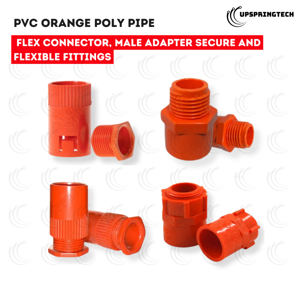 PVC Orange Poly Pipe and Flex Connector, Male Adapter Secure and ...