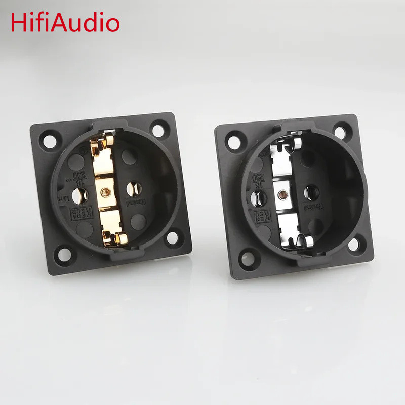 Schuko Socket Rhodium/Gold plated AC 250V 16A EU 2pin IEC Plug inlet ...