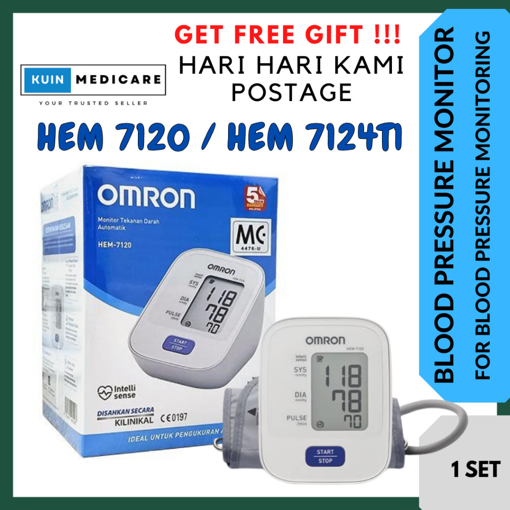OMRON Blood Pressure Monitor HEM 7120 / HEM 7142T2 Mesin Tekanan Darah ...