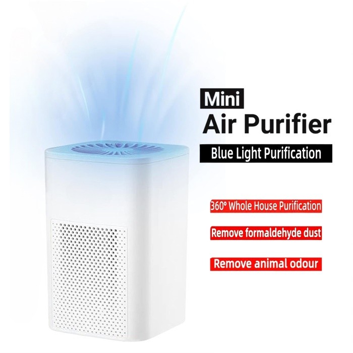 Mini USB Air Purifier with Blue Light – Dust, Smoke, Pollen & Odor ...