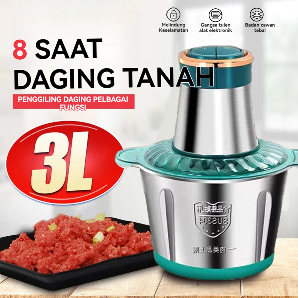 3L Stainless Steel Electric Meat Grinder MultiFunction Kitchen Food ...