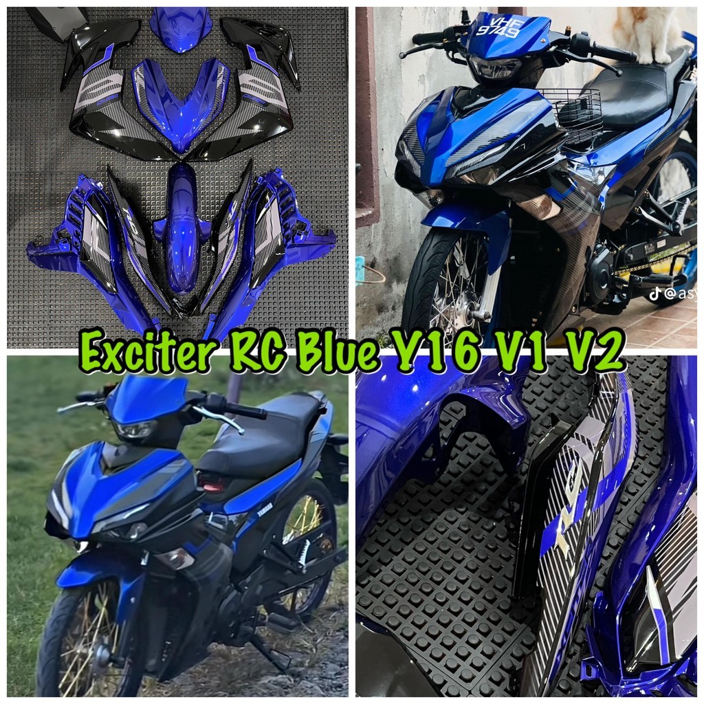 COVERSET Y16 V1 Y16 ABS V2 EXCITER RC BIRU HITAM COVER SET TAMPAL SIAP ...