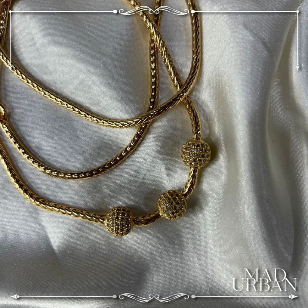 Mugappu Thali Kodi Chain Necklace with Balls and AD Sets Chain ...