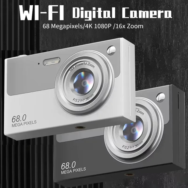 4K Digital Camera with App Wi-Fi Transmit Cam 68MillionPixels DualLens ...
