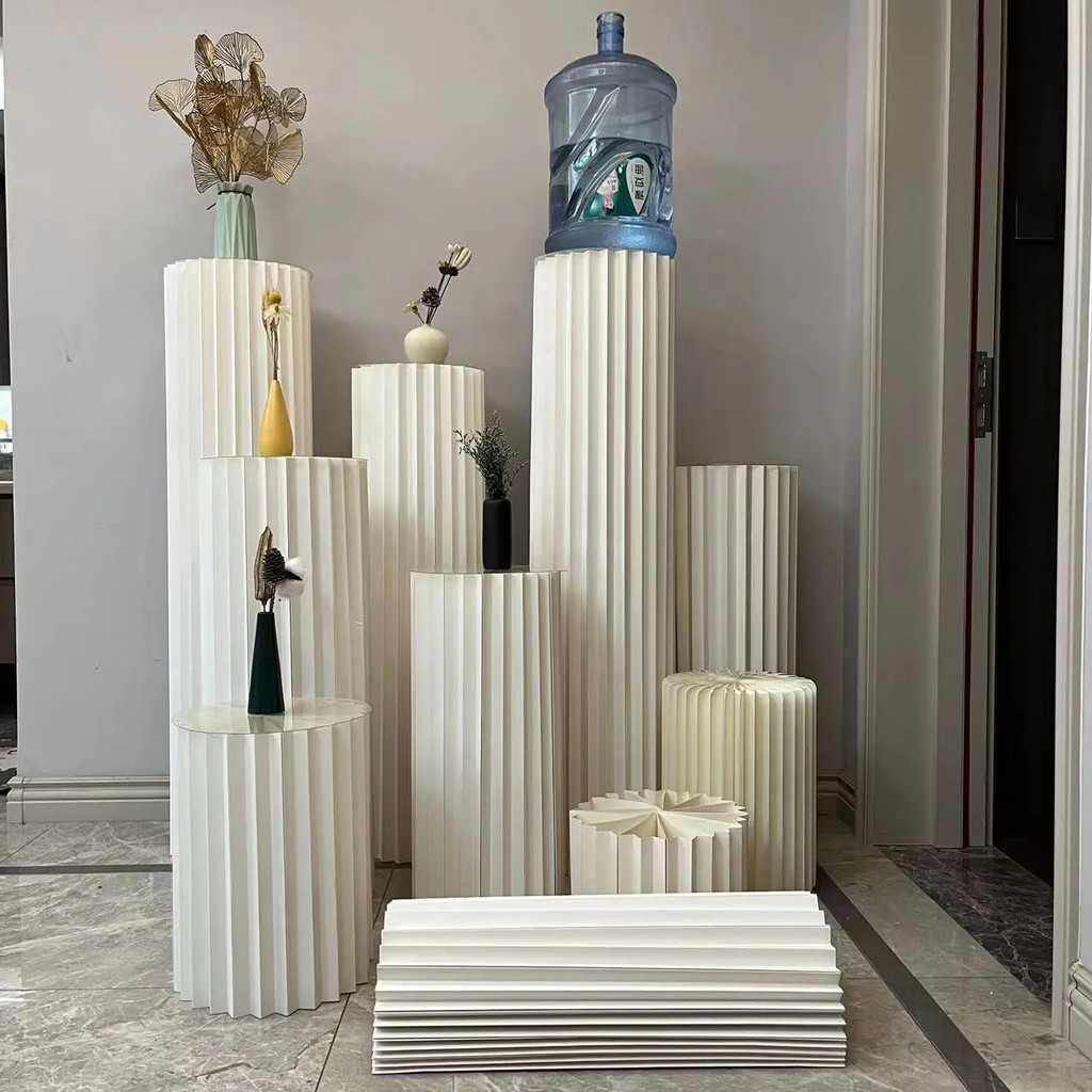 Folded Paper Roman Column Foldable Dessert Table Cylindrical Display ...