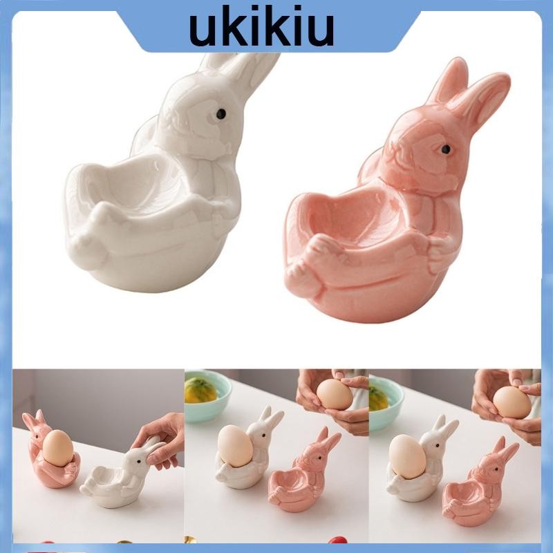 UKI Easter Porcelains Eggs Cup Cute Rabbit Shaped Eggs Holder Ceramic ...