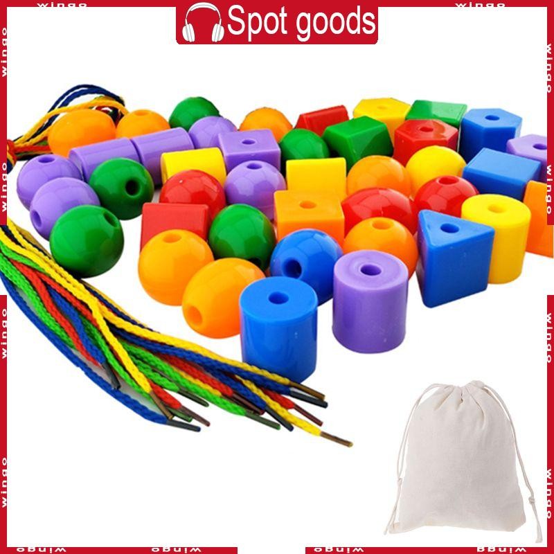 WIN Threading Toy Plastic Lacing Beads for w 50 Bead for Preschool ...