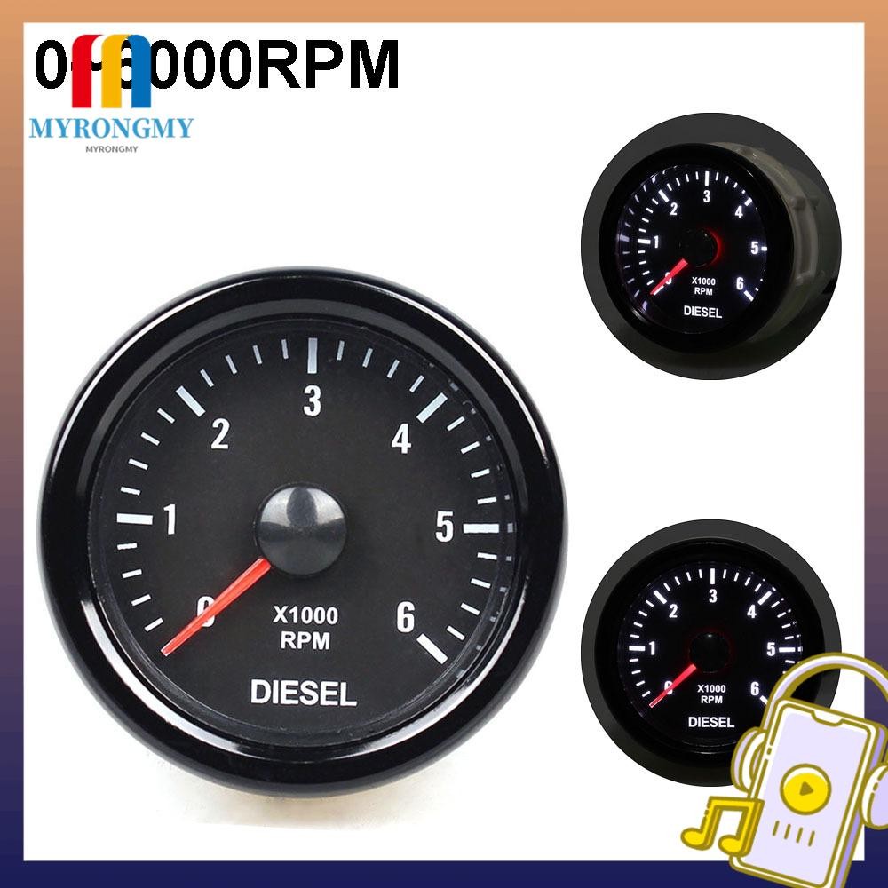 MYRONGMY RPM Gauge, White Backlight 0-6000 RPM Tachometer Gauge ...