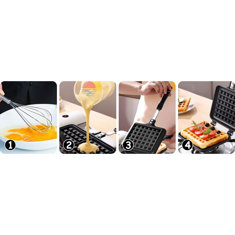 Waffle Pan Gas Stove Top Waffle Skillet with Long Handle Nonstick ...