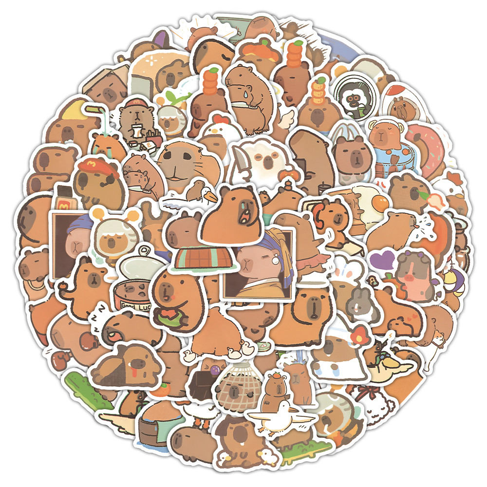 100PCS Cartoon Cute Capybara Graffiti Stickers for Bicycle Hand Account ...