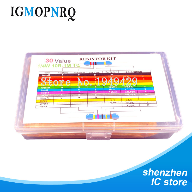 600PCS 1/4W Metal Film Resistor Kit box 1% Resistor Assorted Kit Set ...