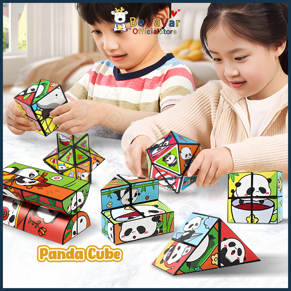 BEVAVAR Kids Rubik Cube Panda Magic Cube Infinite Flip Folding Puzzle ...