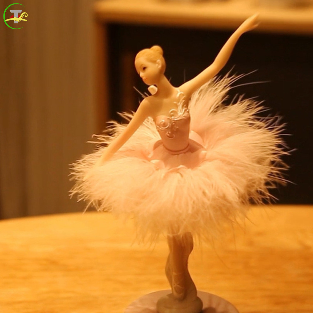 Ballerina Music Box Dancing Girl Swan Lake Carousel With Feather For ...