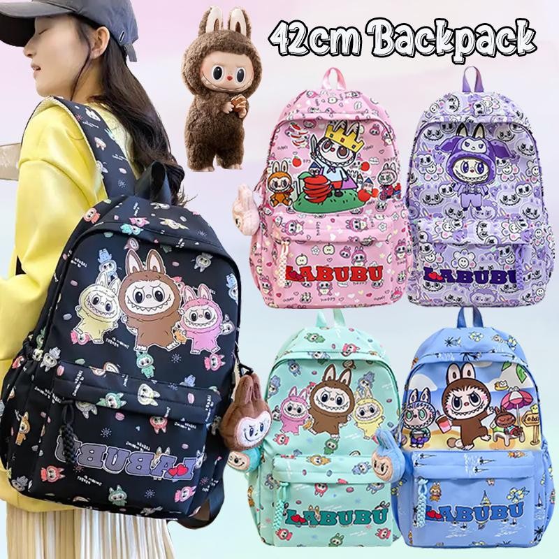 (B813) 42cm Labubu Backpack Beg Sekolah Budak Perempuan Tahan Lasak ...