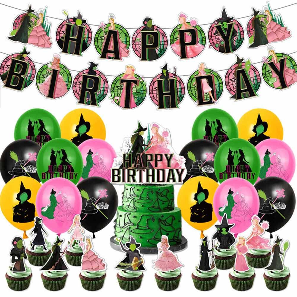 Wicked Birthday Decorations Kids Witch Happy Banner Balloon Cake ...