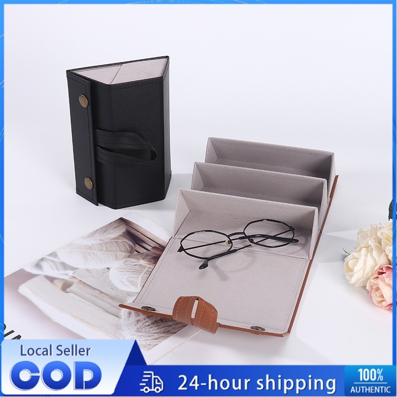Sunglasses Multi-slot Folding Display Case PU Leather Portable Glasses ...