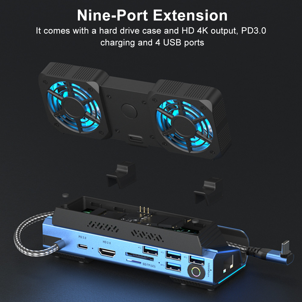 [Fricese.my] Docking Station Dual Cooling Fan 4K@60Hz for Steam Deck OLED & ROG X & Legion Go ...