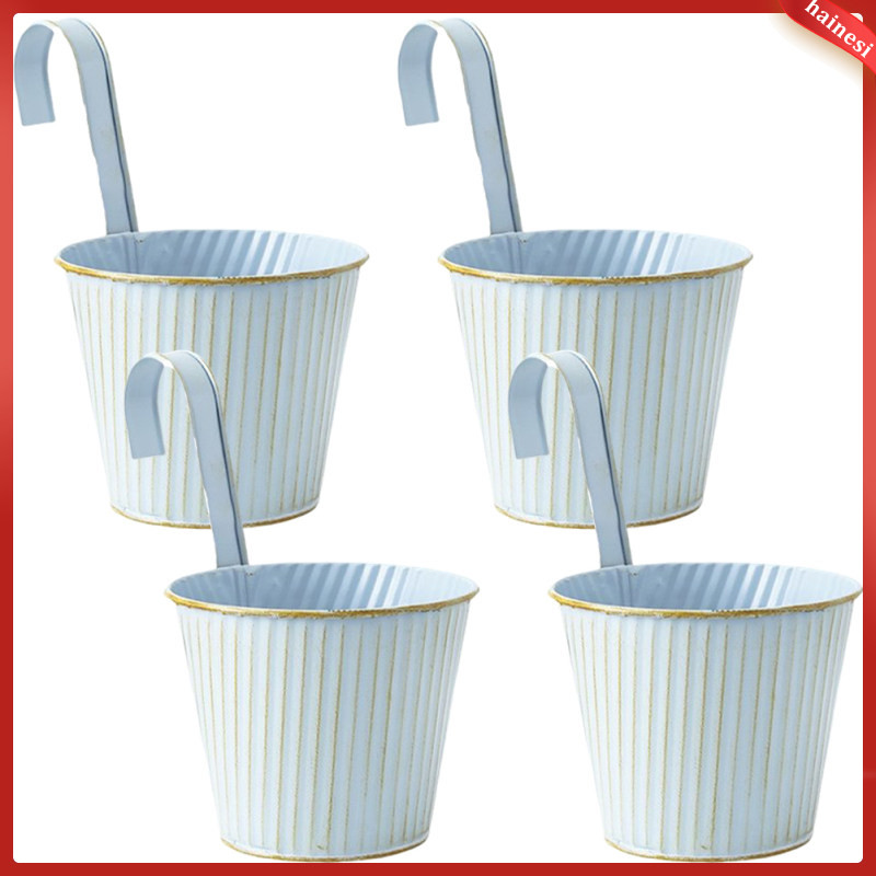 Metal Bucket Planter Balcony Macrame Hanger Garden Solar Lights Retro ...