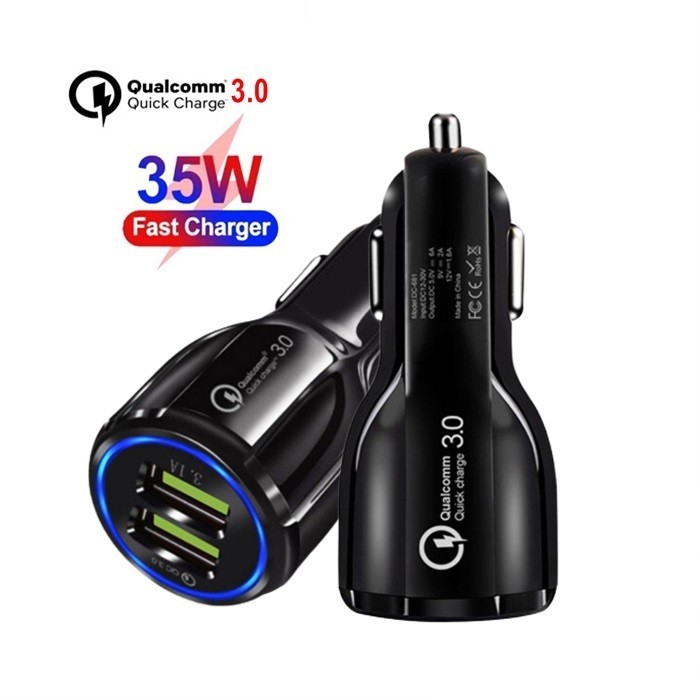 35W QC3.0 Dual USB Car Charger 6A Quick Charge 3.0 Car Charger | Shopee ...