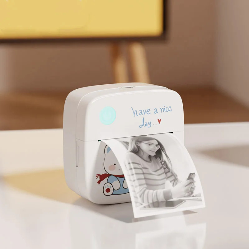 Portable Mini Printer Thermal Stickers Paper Inkless Bluetooth Wireless ...
