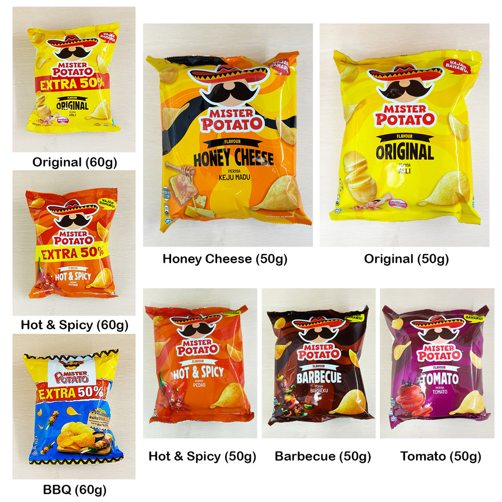 BBD Mister Potato Barbecue/Honey Cheese/Hot & Spicy/Original (50g ...