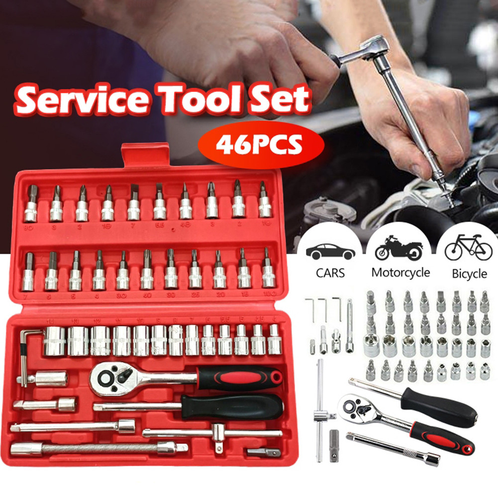 46PCS Chrome Vanadium Bolt Socket Wrench Screwdriver Bit Set Repairing ...