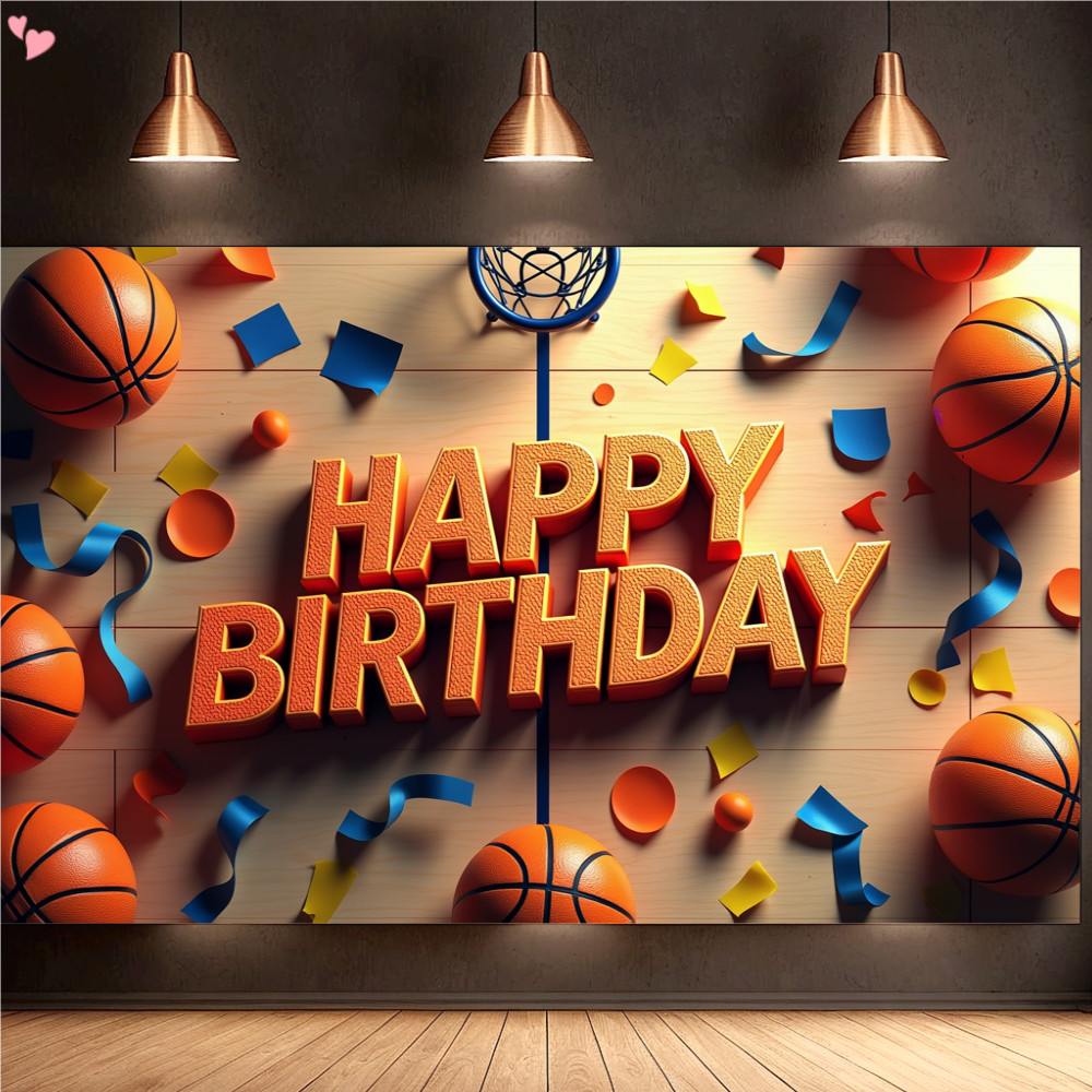 Basketball Themed Birthday Banner Sports Backdrop Happy Birthday ...