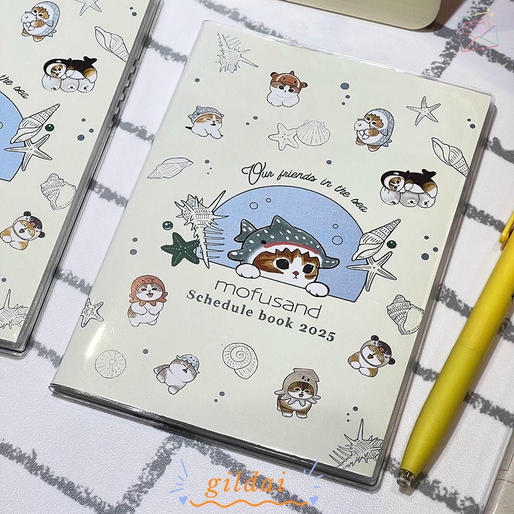 GILDAI Notebook, Color Pages DIY Shark Cat 2025 Schedule Book, Cartoon ...