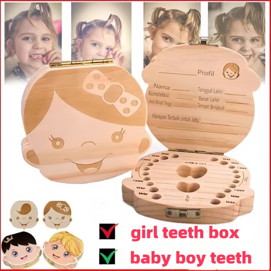 (COD)Baby Tooth Box,Wooden Firstborn Tooth Storage Box, Baby Firstborn ...